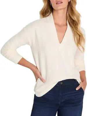 NIC+ZOE Cozy Cable Knit Top - Classic Cream