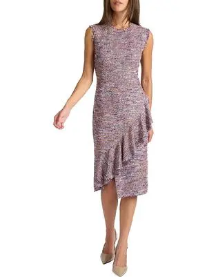 Santorelli Cami Sleeveless Tweed Dress With Ruffle - Dusty Lilac