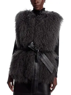 BOSS Santine Belted Mongolian Shearling Vest
