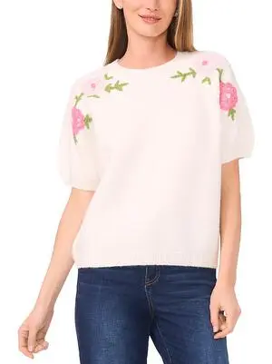 CECE DUPRAZ Floral Embroidered Sweater - Birch