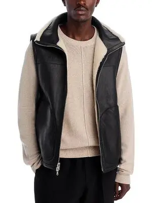 Helmut Lang Relaxed Fit Shearling Vest - Cremello/black
