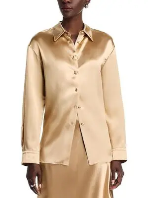 Lafayette 148 New York Fitted Cinched Waist Shirt - Natural
