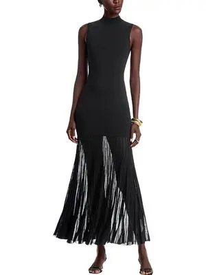 Michael Kors Mock Neck Sheer Maxi Dress - Black