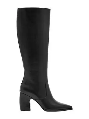 REISS Gabrielle Leather Knee High Boots - Black