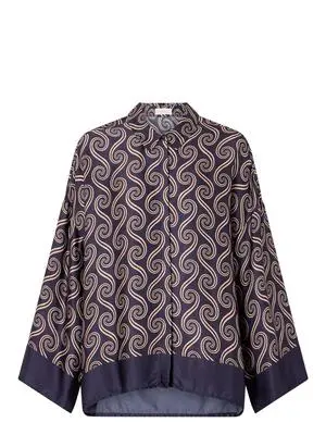 Faithfull The Brand Cora Printed Satin Shirt - Blue