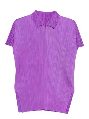Issey Miyake Pleated Collared Polo Shirt - Purple