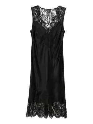 Carine Gilson Lace V-neckline Slip Dress - Black