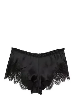 Carine Gilson Lace Trim Silk Shorts - Black