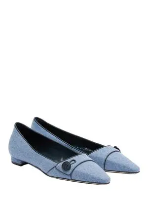 Manolo Blahnik Lulamae Herringbone Ballet Flats - Blue