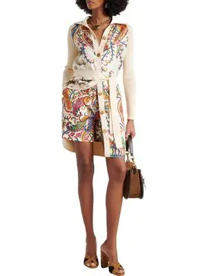Etro Paisley Belted Cotton Cardigan Multicoloured