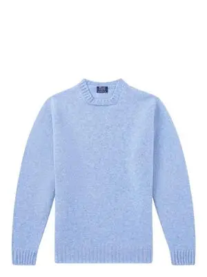 William Lockie Virgin Wool Crew Neck Sweater - Blue