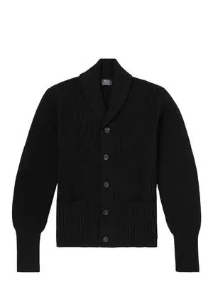 William Lockie Duncan Shawl-collar Ribbed Cardigan - Black