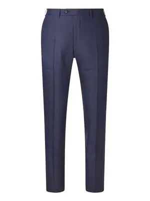 Canali Tapered Linen And Wool-blend Suit Trousers - Blue