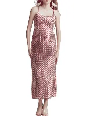 HOLICHIC Lily Foil Embroidered Sheath Dress - Pink
