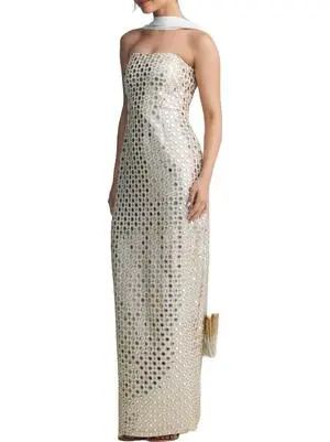 HOLICHIC Julie Strapless Mirrored Column Gown - White