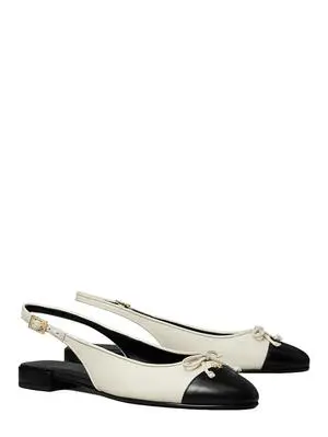 Tory Burch Cap-toe Slingback - Light Cream/perfect Black