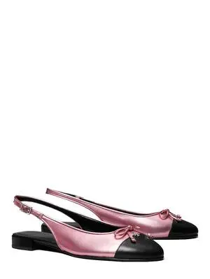 Tory Burch Cap-toe Slingback - Pink Etoile/perfect Black