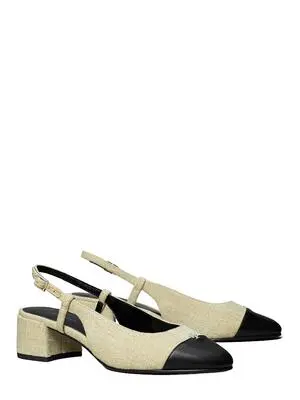 Tory Burch Cap-toe Slingback - Wild Wheat/perfect Black