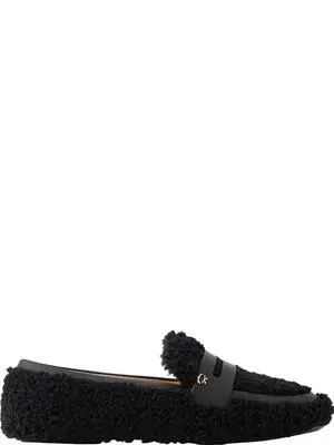 GIANVITO ROSSI Leather-trimmed Shearling Loafers - Black