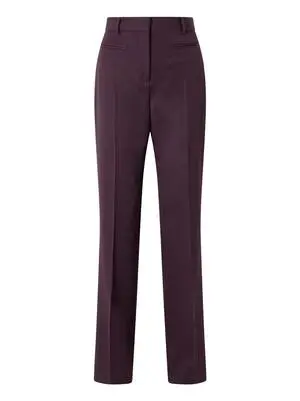 Veronica De Piante Pleated Grain De Poudre Wool Flared Pants - Purple