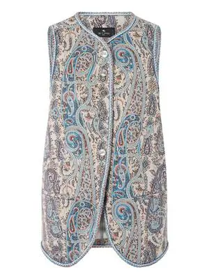 Etro Paisley-jacquard Cotton-blend Gilet - Blue
