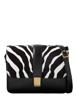 Khaite Blake Zebra-print Calf Hair And Leather Shoulder Bag - Animal Print
