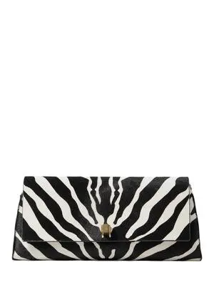 Khaite KHAITE Audrey Zebra-Print Calf Hair Clutch Animal Print