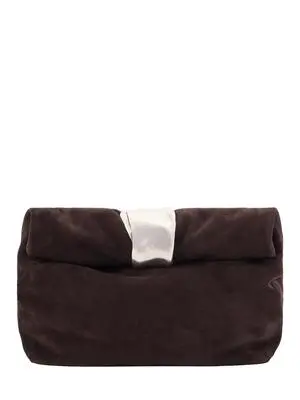 Staud Cuff Suede Clutch - Brown
