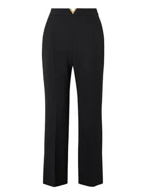 Valentino Garavani Embellished Wool Straight-leg Pants - Black