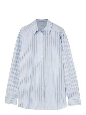TOTEME Striped Cotton-poplin Shirt - Blue