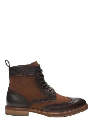 A. VEER Langston Wingtip Boot - Brown Leather & Suede