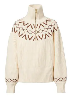 Varley Sigrid Ribbed-knit Half-zip Sweater - White