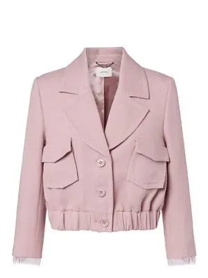 Dorothee Schumacher Layered Cropped Jacket With Organza Trim - Pink