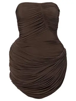 Magda Butrym Ruched Mini Dress - Brown