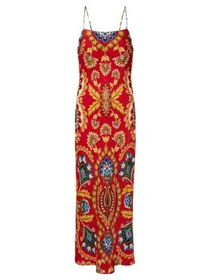 Farm Rio Folk Tapestry Maxi Dress - Red