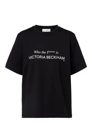 Victoria Beckham Printed Cotton Jersey T-shirt - Black