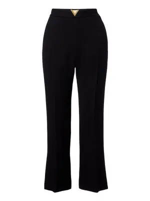 Valentino Garavani Vgold Virgin Wool Crêpe Straight Pants - Black