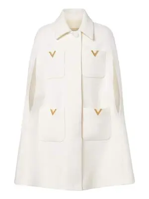 Valentino Garavani Vgold Wool Cape - White