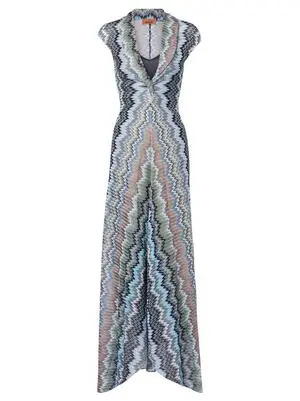 Missoni Gathered Asymmetric Lamé Maxi Dress - Multicoloured