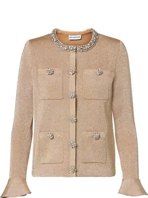 SELF-PORTRAIT Embellished Cardigan - Gold