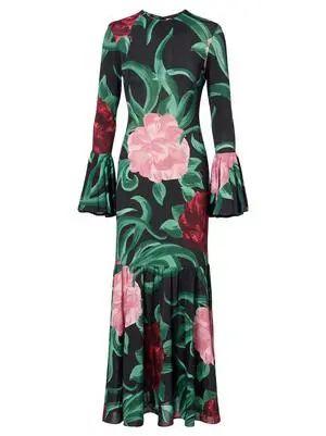 La DoubleJ Alba Floral Jersey Midi Dress - Black