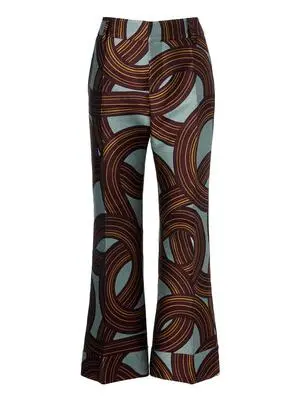 La DoubleJ Hendrix Printed Cropped Straight Pants - Multicoloured