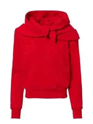 Magda Butrym Scarf-detail Cotton-blend Hoodie - Red