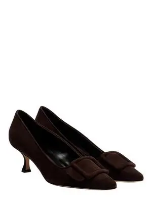 Manolo Blahnik Maysale 50 Suede Pumps - Brown
