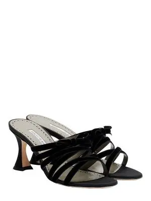 Manolo Blahnik Clementel 70 Velvet Mules - Black