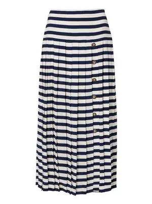 Rixo Lea Striped Midi Skirt - Blue