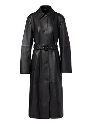 TOTEME Belted Leather Coat - Black