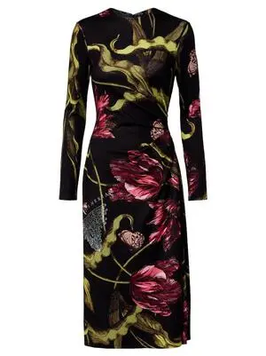 Erdem Floral Jersey Midi Dress - Black