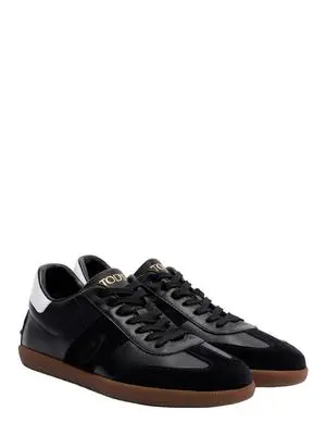 TOD'S Suede-trimmed Leather Sneakers - Black