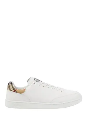 Burberry Check Leather Sneakers - White